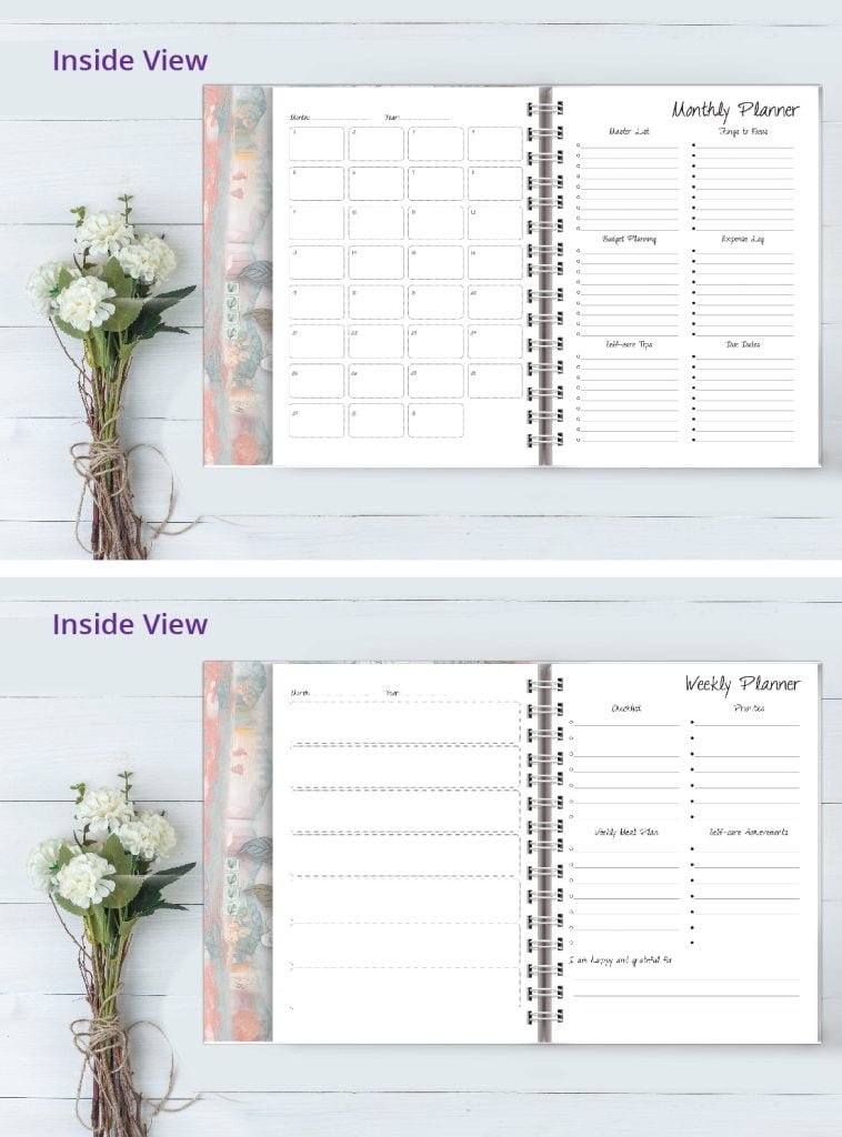Monthly Planner Flowers Pastel - Paperaft