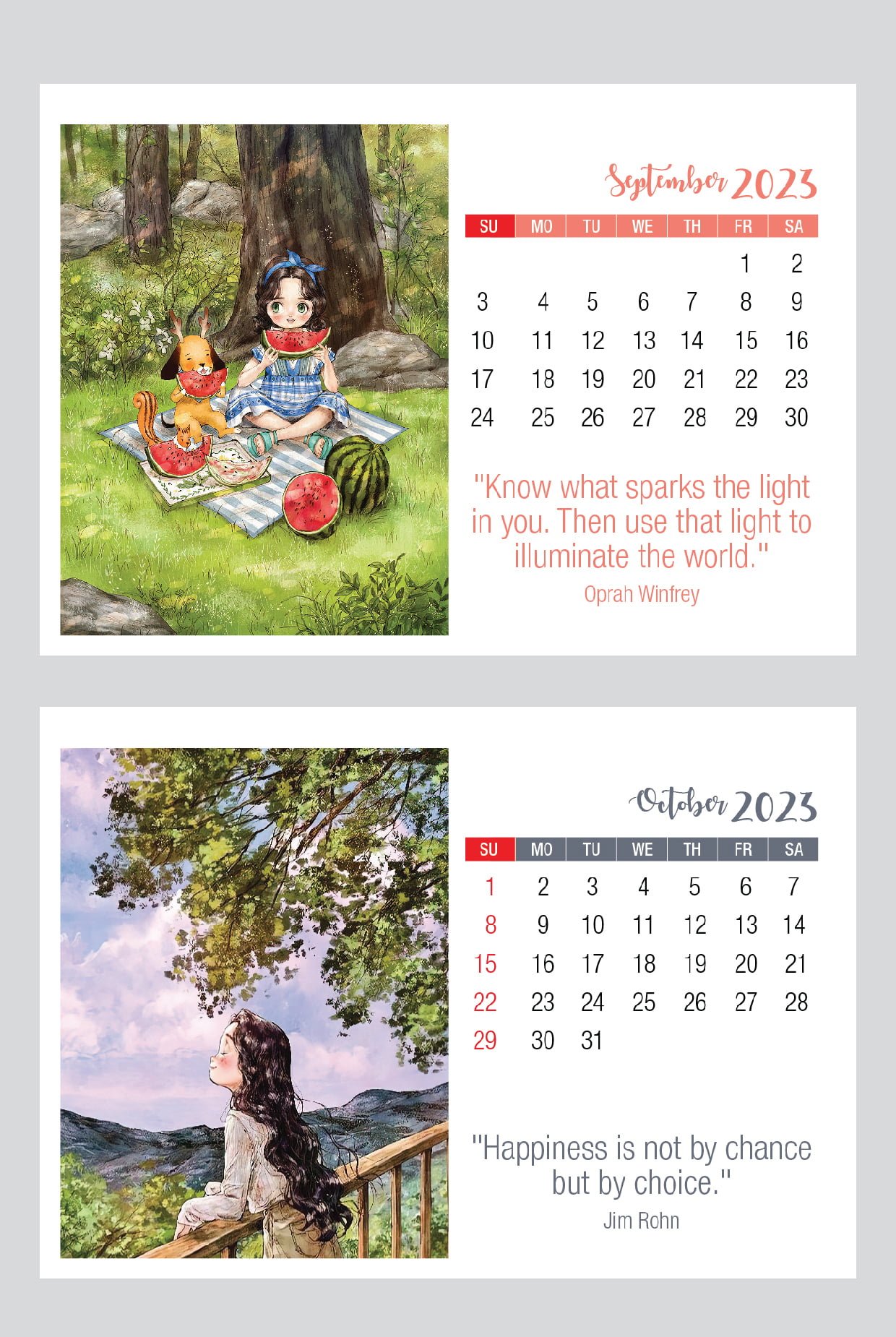 Table top Calendar Girl - Paperaft